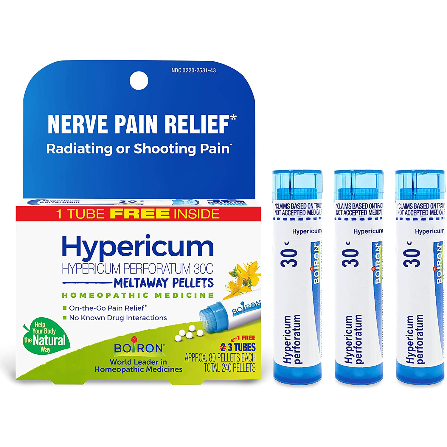 Boiron Hypericum Perforatum Homeopathic Medicine 30C, 3 Tubes, 240 ...