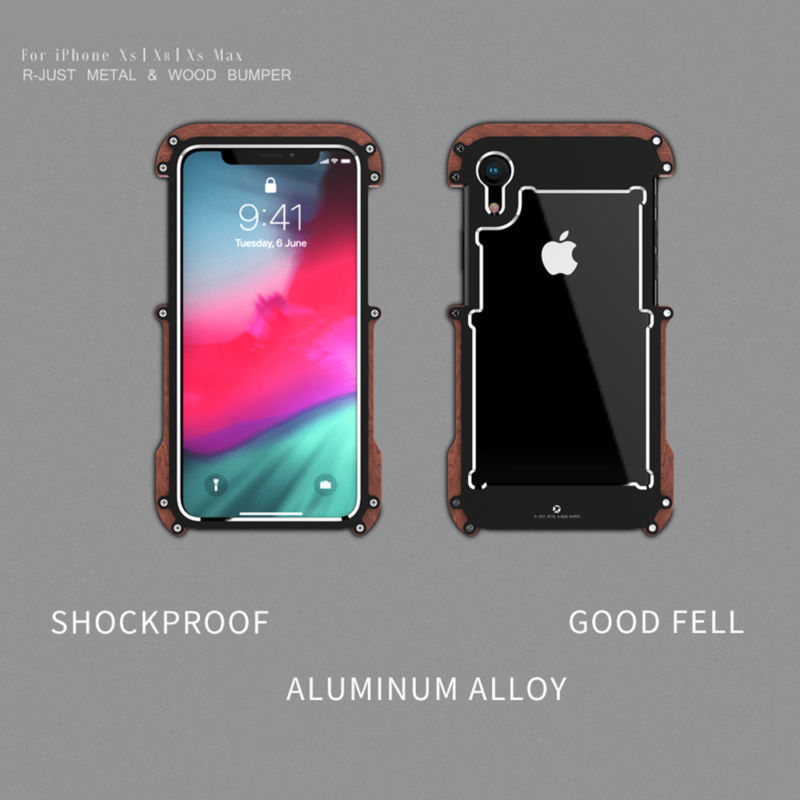 Luxury Metal Wood Bumper Shockproof Case Cover For iPhone 16/15/14/13 ...