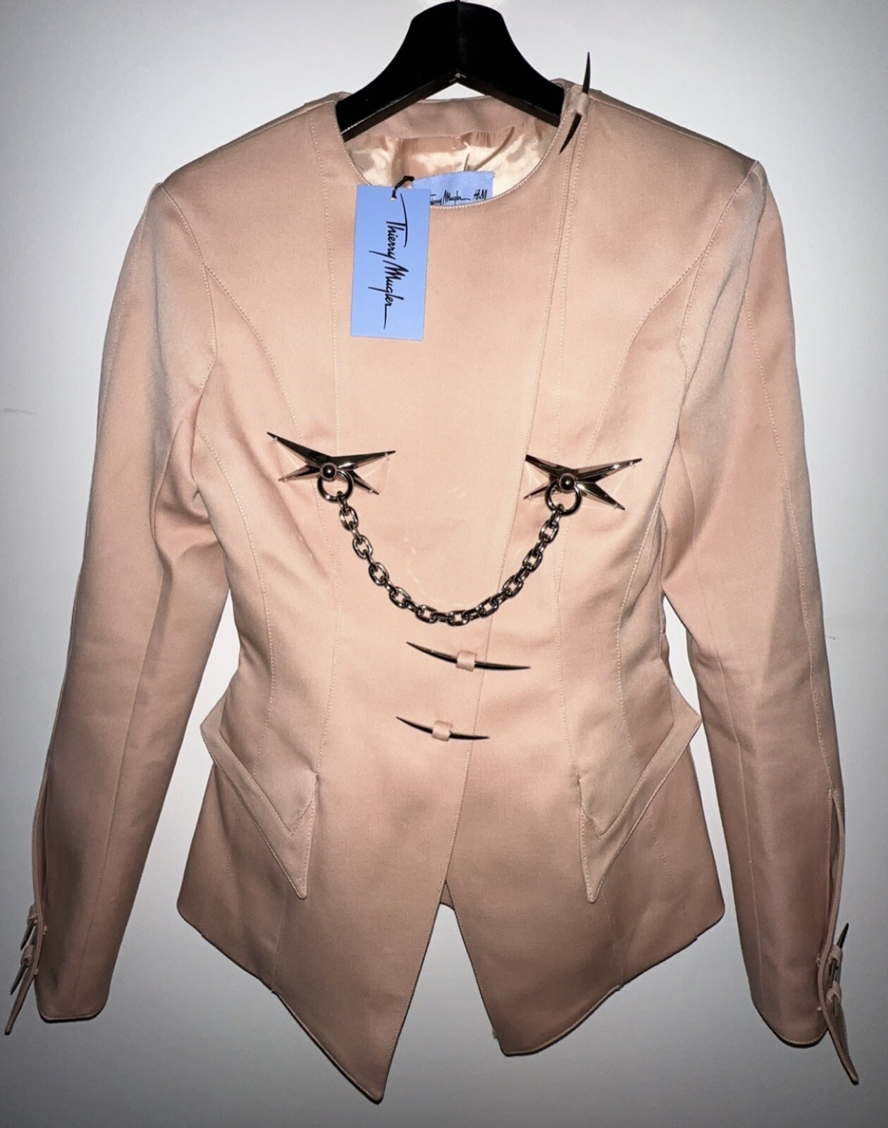 Mugler H&M Vintage Pink Wool Suit Jacket Blazer & Skirt set 8 AU/UK 36 ...