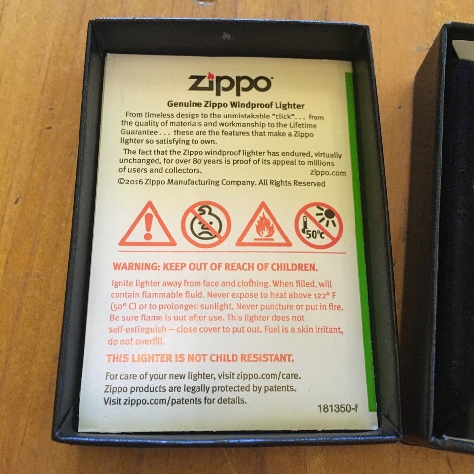 Zippo Lighter Case Empty Box Black with Papers BRAND NEW | eBay