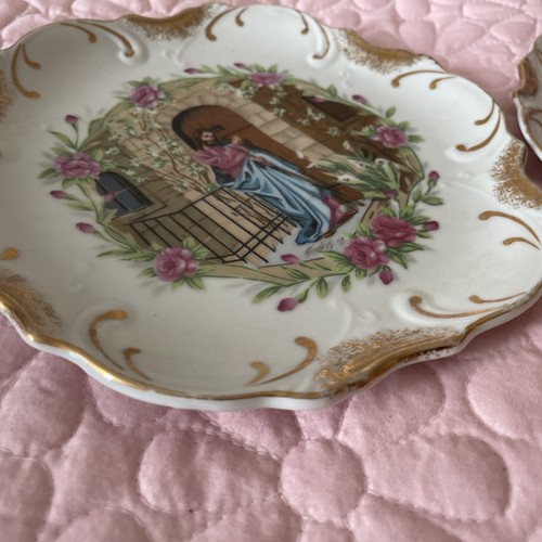 VTG Last Supper Da Vinci Plate & Jesus Knocking on Door 18 K Gold Trim ...