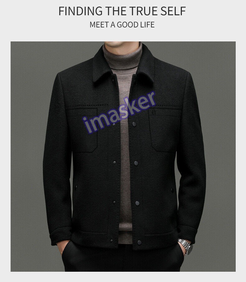 Wool Jacket Men's Wool Coat Short Lapel Top Jacket Business Casual ...