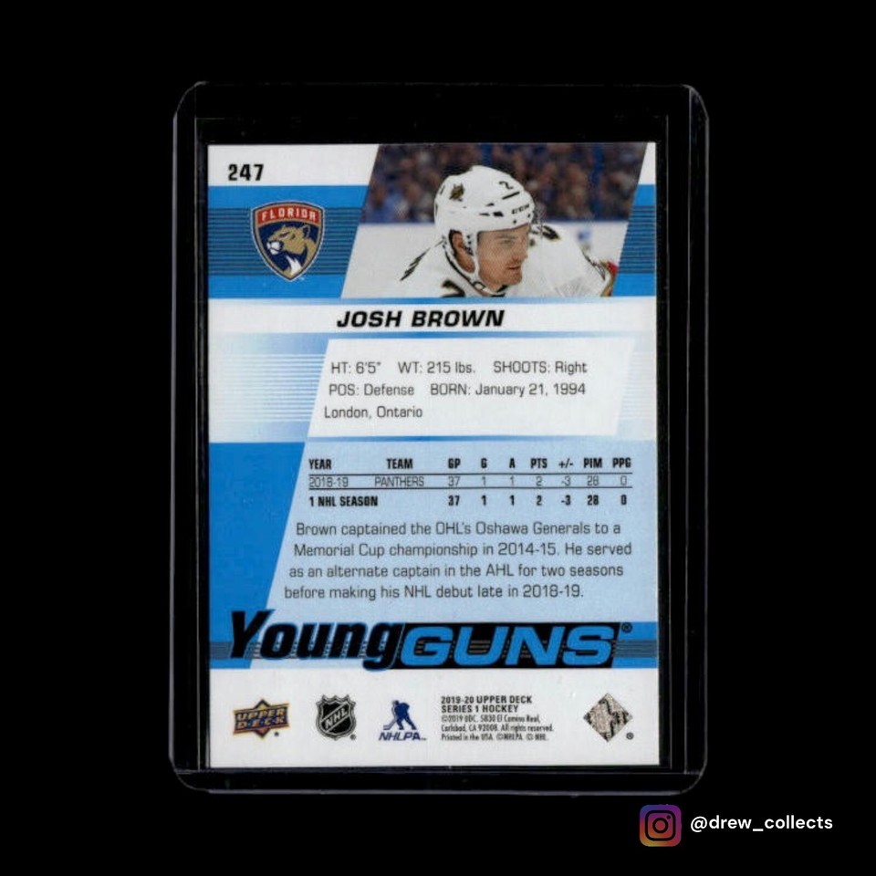 2019-20 Upper Deck #247 Josh Brown Florida Panthers Young Guns | eBay