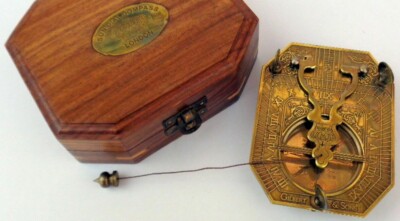 Gilbert & Sons London Pendulum Sundial 5" Antique Brass Compass With ...