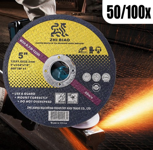 50/100PCS 5" CUTTING DISC 125mm METAL STEEL CUT OFF WHEEL ANGLE GRINDER ...