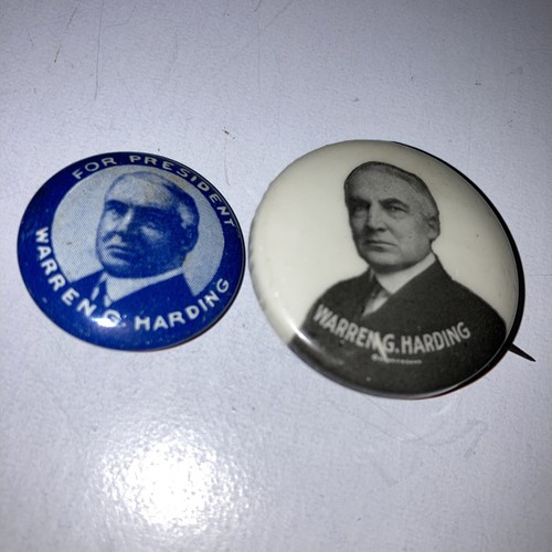 2 lot WARREN G. HARDING POLITICAL PINBACK - Campaign Pin Button - Repro ...