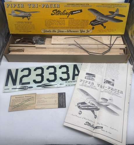 NOS Piper Tri-Pacer Sterling Models Scale Model Airplane • Kit PS-1•58. ...