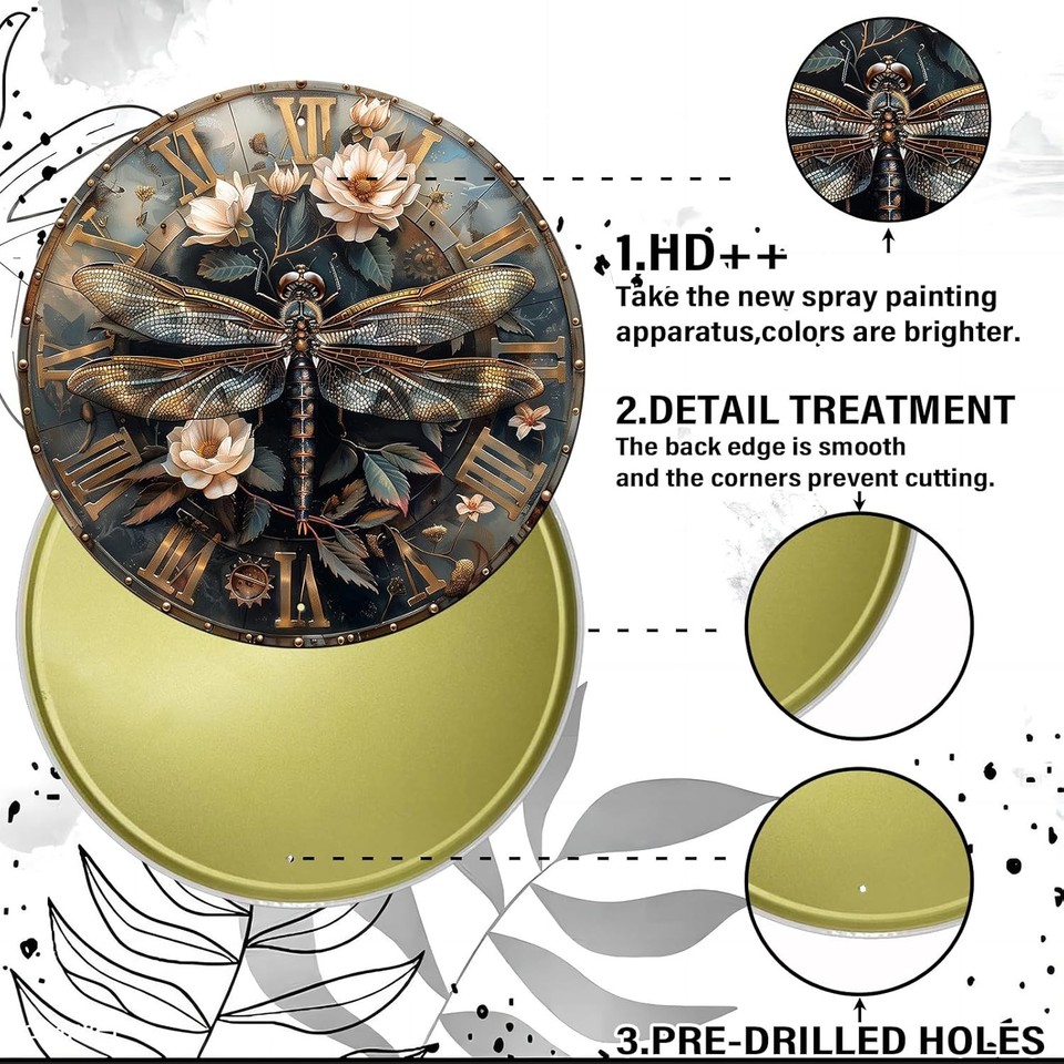 Vintage Dragonfly Round Dragonfly Tin Metal Sign Dragonfly Wall Art 8x8 ...