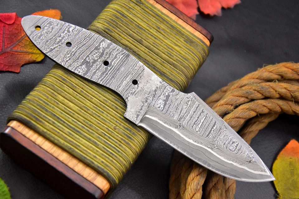 Custom San Mai 8.1"OAL Damascus Steel Blank Blade Hunting Knife ...