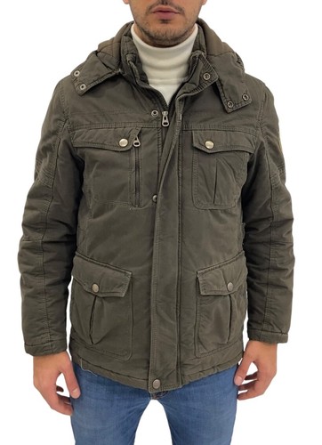 Giacca Giubbino uomo, verde militare 48 regular fit in cotone invernale ...