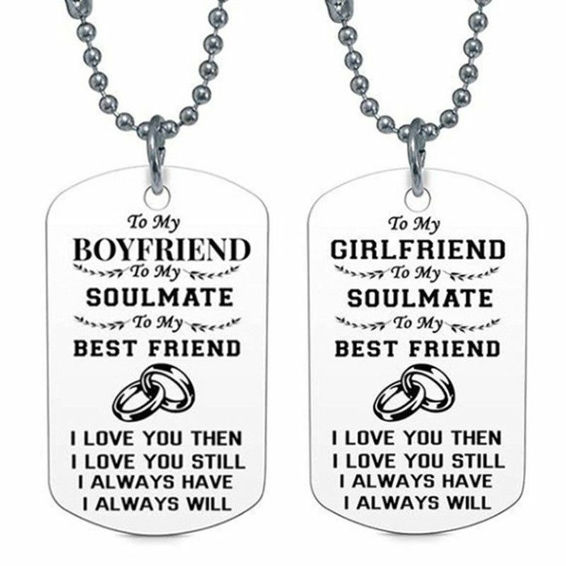 Stainless Steel Husband and Wife Soulmate Dog Tag Necklace Best Friend ...