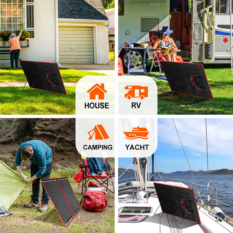100w 12v Portable Folding Solar Panel Kit For Car/Caravan/Power station ...