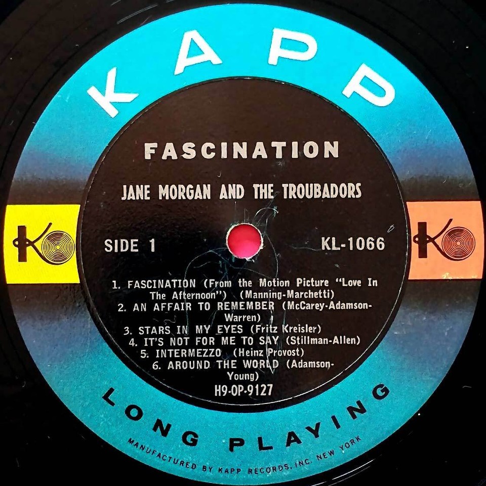 Jane Morgan & The Troubadors - Fascination [12" Vinyl LP, 1957 Kapp KL ...