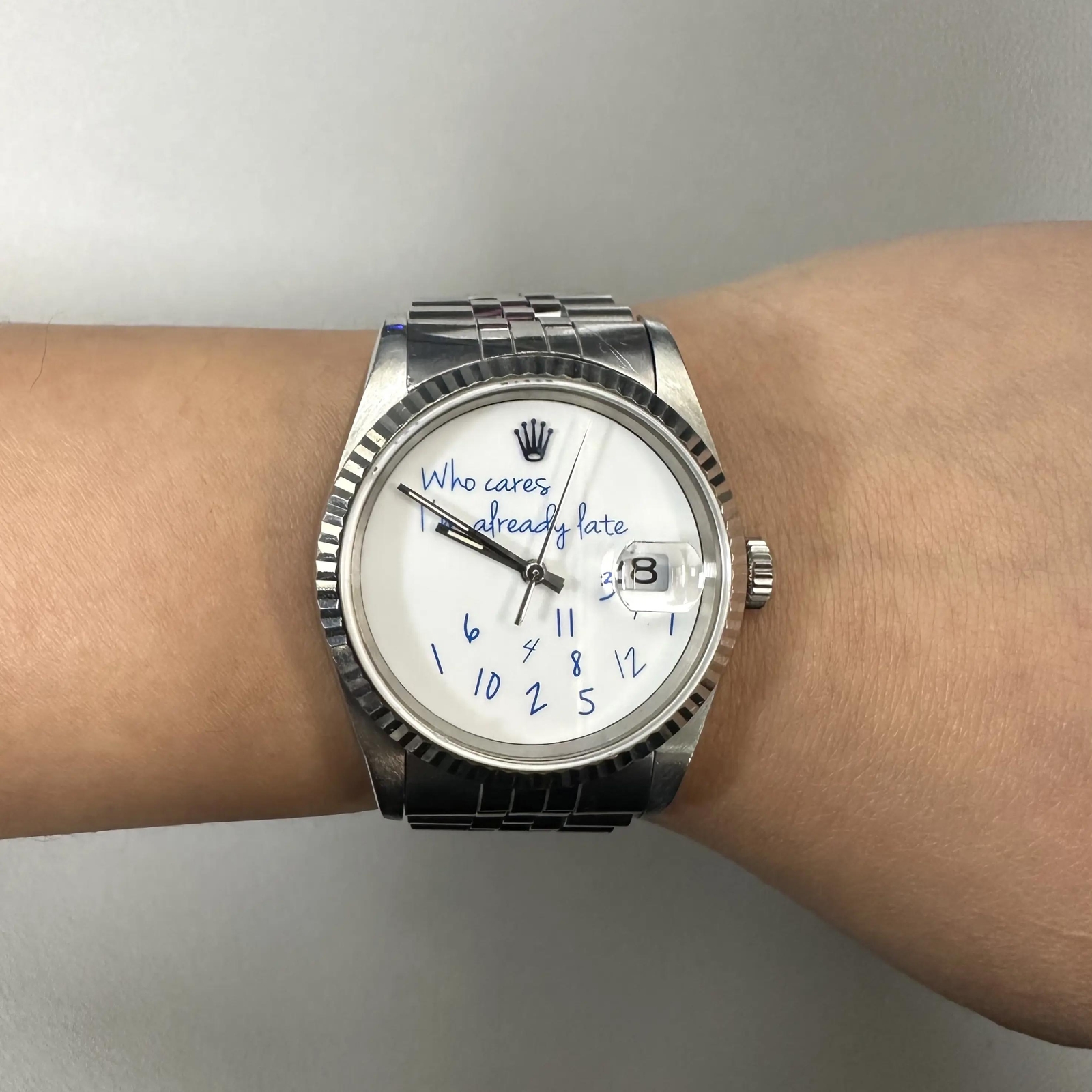 Rolex 16234 Datejust 36mm Jubilee Fluted 'I'm Already Late' Custom Dial ...