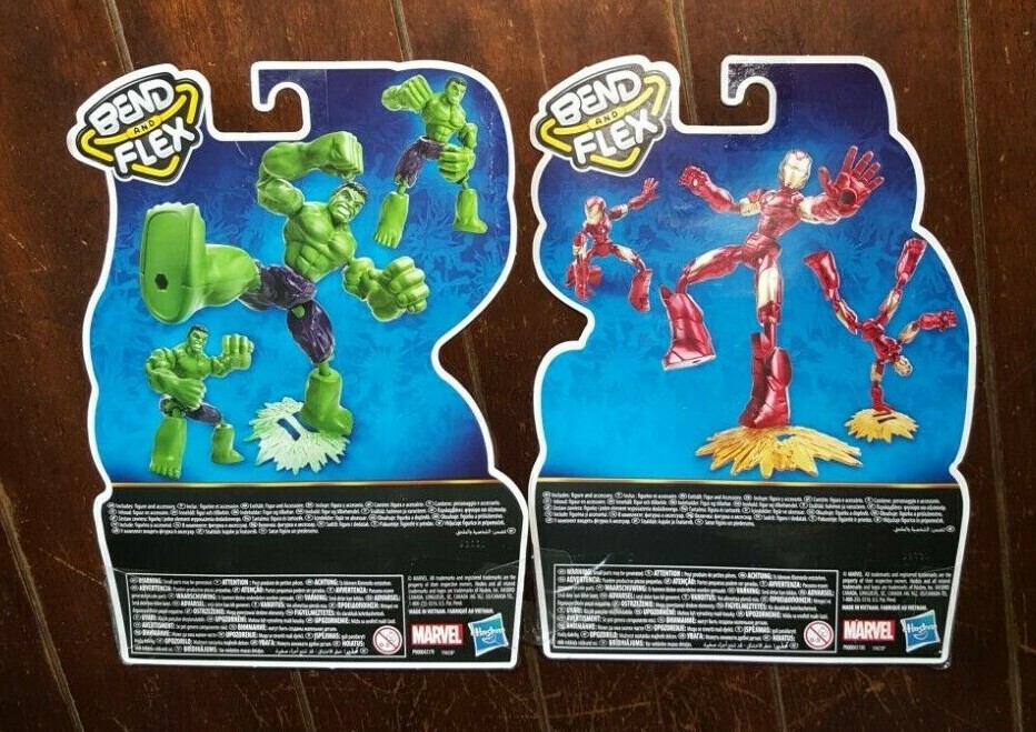 Hasbro Bend and Flex Marvel Avengers: HULK & IRON MAN Action Figures ...