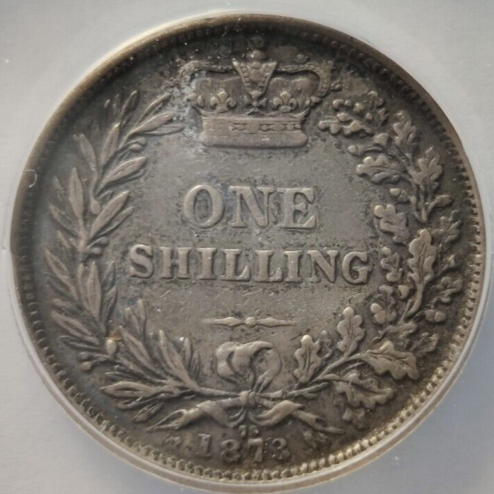 1873 Great Britain Silver 1 Shilling Queen Victoria EF XF 40 ANACS 3A ...