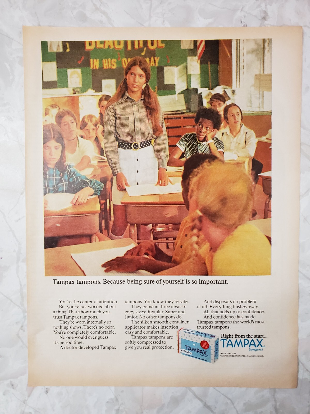 1971 Tampax Tampons Vintage Print Ad High School Student Class | eBay