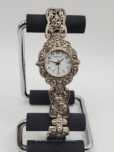 Rumours Ladies Art Deco Quartz Watch 21mm Round Silver Tone Bracelet ...