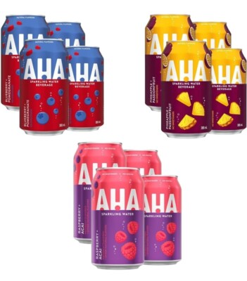 12 Cans Of AHA Sparkling Water Mix of 3 Flavors 12oz Each | eBay