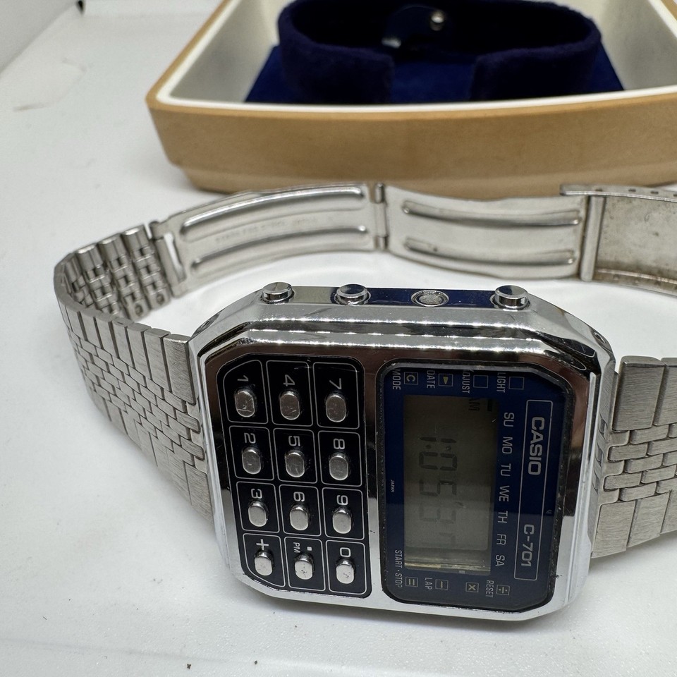 Rare CASIO C-701 Blue Edition 1981 Vintage 133 Calculator Watch N-MINT ...