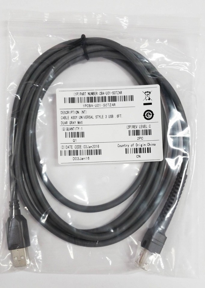 Symbol USB Cable 2 M For Barcode Scanner LS2208 LS3578 DS9208 LS9208 ...