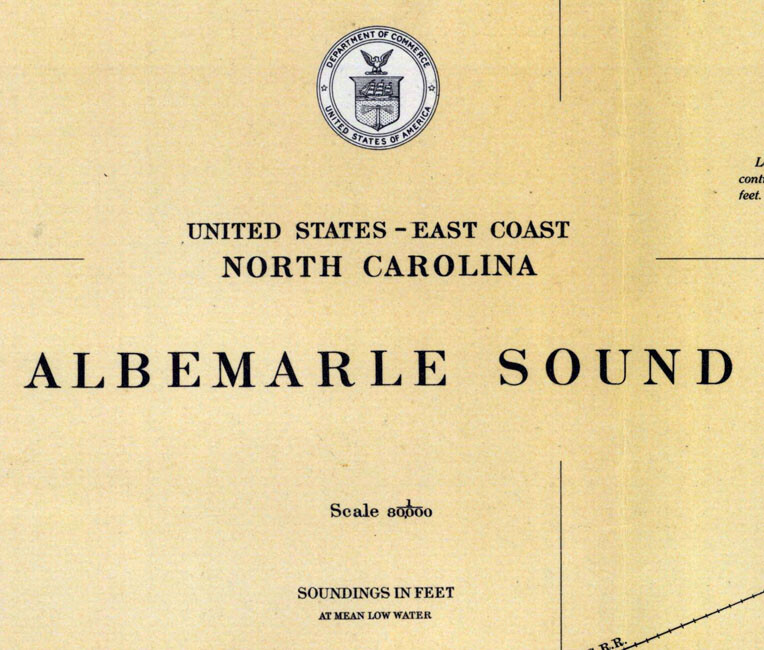 1933 Nautical Map of Albemarle Sound North Carolina | eBay