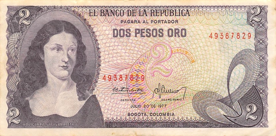 Colombia 2 Pesos Oro 7.20.1977 Circulated Banknote Top5 | eBay