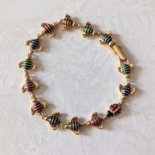 Vintage Joan Rivers Bee and Ladybug Gold Tone and Enamel Bracelet | eBay