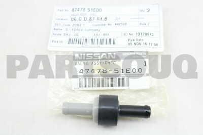 4747851E00 Genuine Nissan VALVE ASSY-CHECK 47478-51E00 | eBay