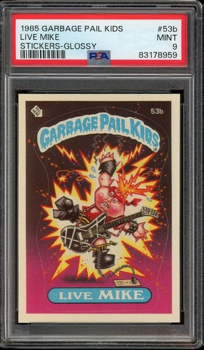 1985 Garbage Pail Kids Stickers 53b Live Mike Stickers Glossy PSA 9 | eBay
