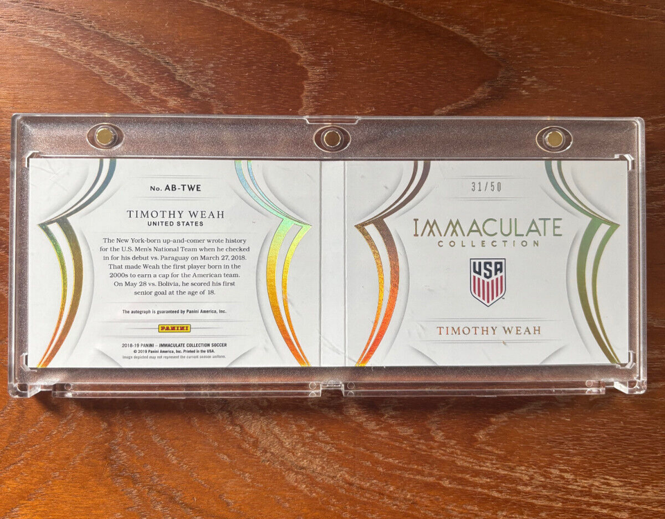 Timothy Tim Weah 2018-19 Panini Immaculate Rookie RC Booklet /50 On ...