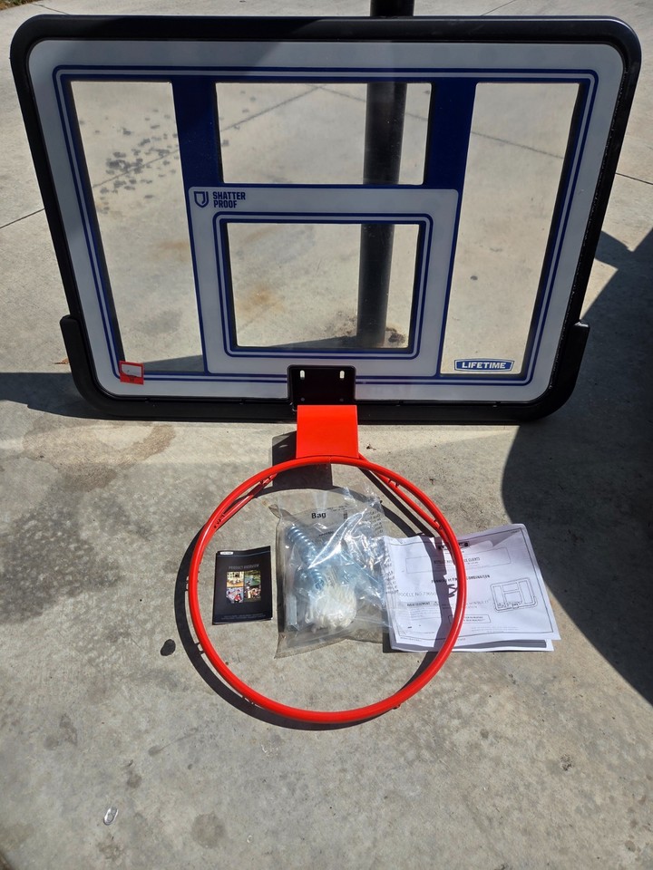 Lifetime 44" Shatterproof Basketball Backboard & Rim Combo Slam-It Hoop ...