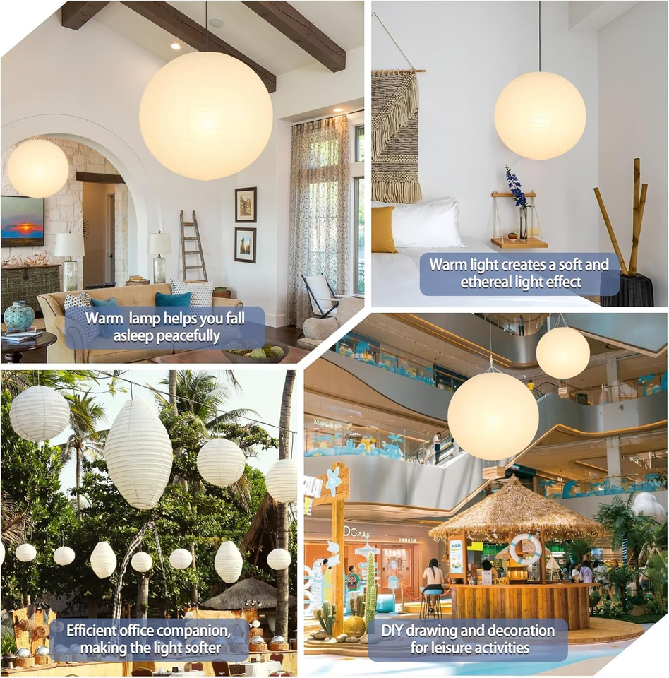 White round Paper Lantern Lampshade, 22"X22'' Large Paper Lanterns ...