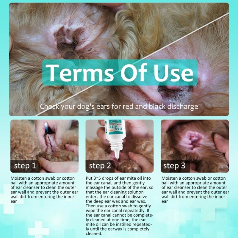 Natural Pet Ear Mite Treatment for Dogs & Cats Kill Ear Mites Infection ...