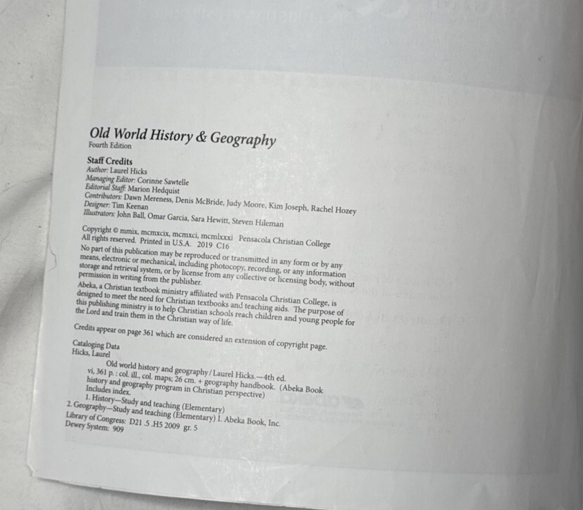 Abeka Grade 5 Old World History And Geography Textbook 4th Edition ...