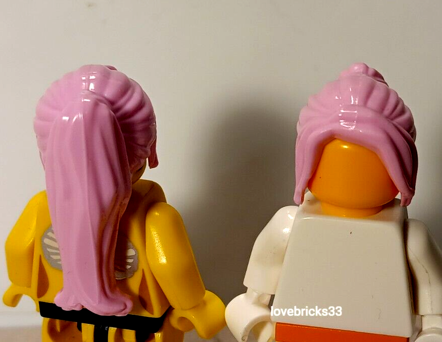 New LEGO Wig PONYTAIL Long Side Bangs Girl Boy PINK Hair Flips to the ...