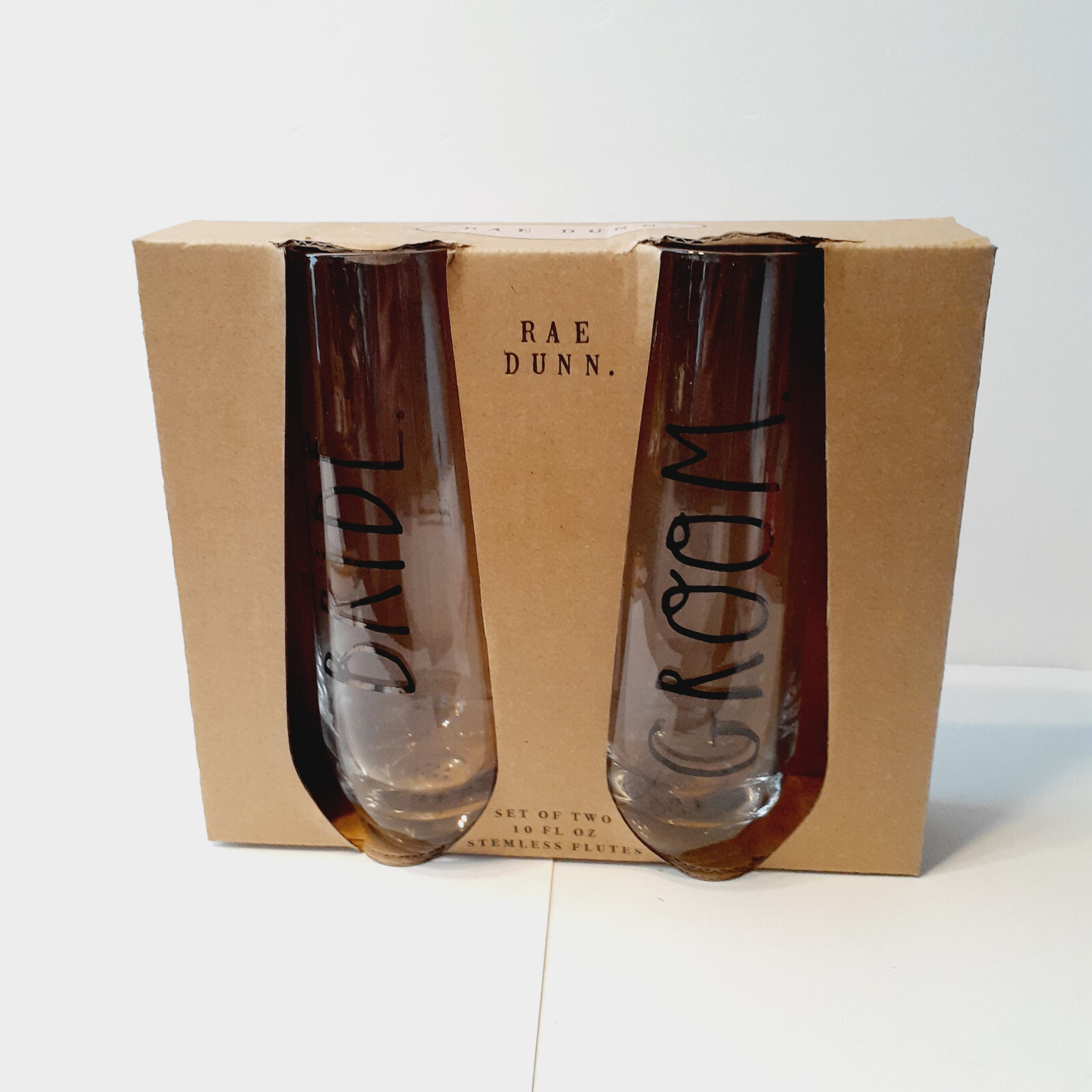 Rae Dunn 'Bride and Groom' Stemless 10 oz. Champagne Flutes Wedding ...