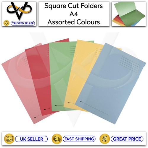 Square Cut Manilla Folders A4 Assorted Colours School/Office Filing ...