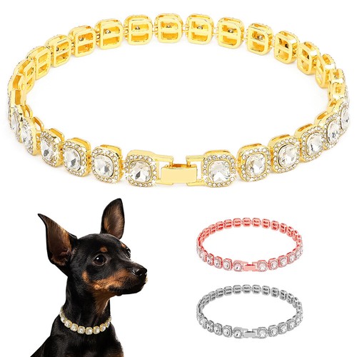 Bling Rhinestone Diamante Dog Cat Chain Collar Pet Choke Check Necklace ...