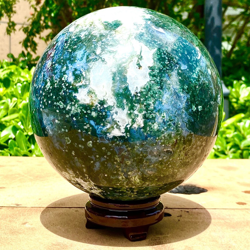 18.3LB Natural Water Grass Agate Ball Quartz Crystal Ball Healing | eBay