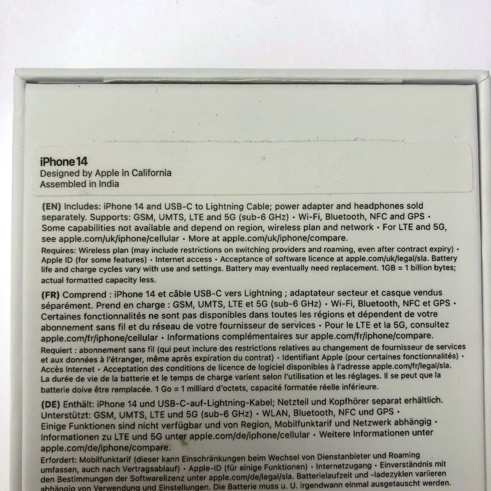 Original iPhone 14 empty box with Cable and sim key | eBay UK