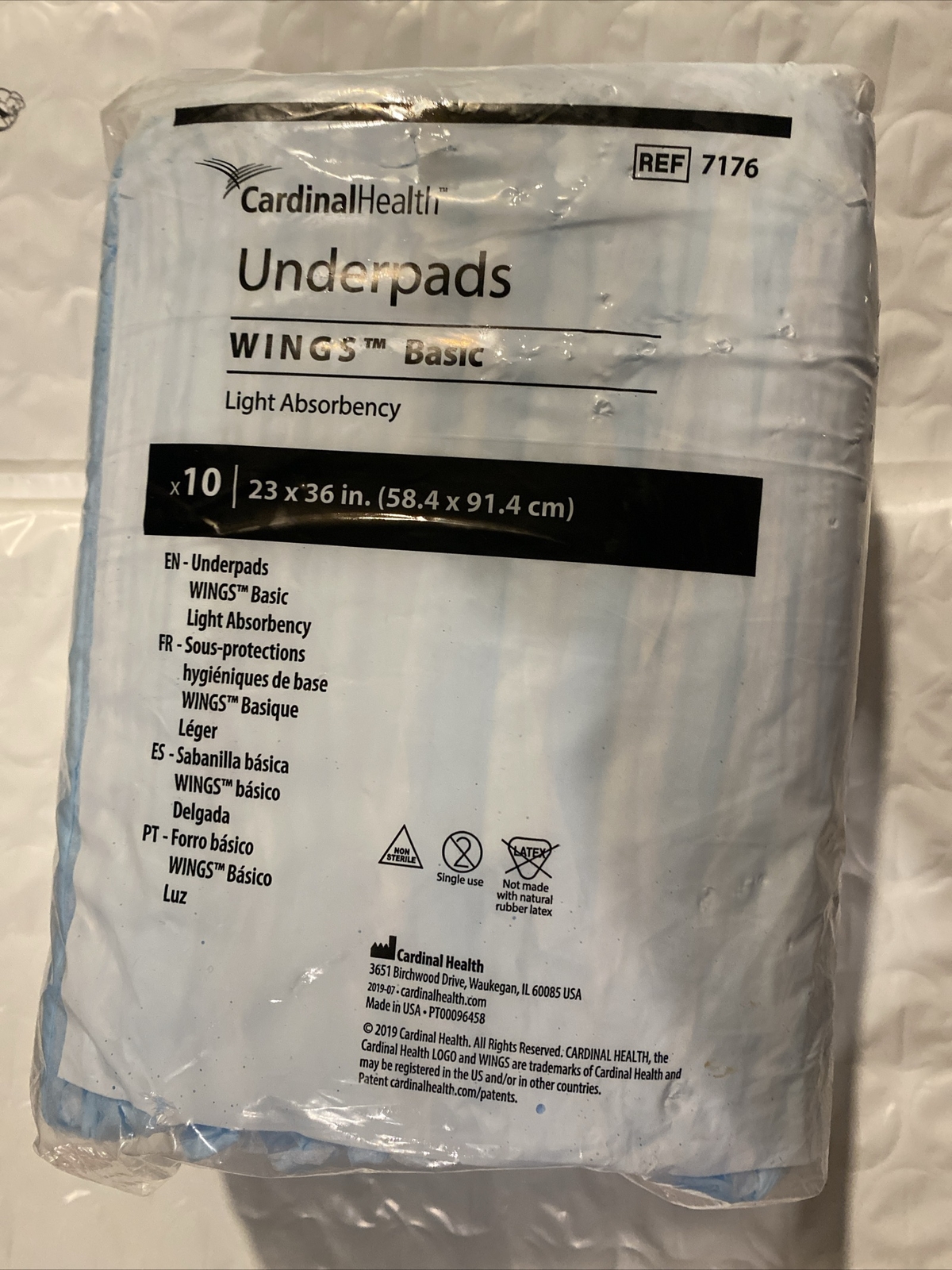 Cardinal Heath Underpads Wings Basic Light Obserbency 10 Pack 23”x36 ...