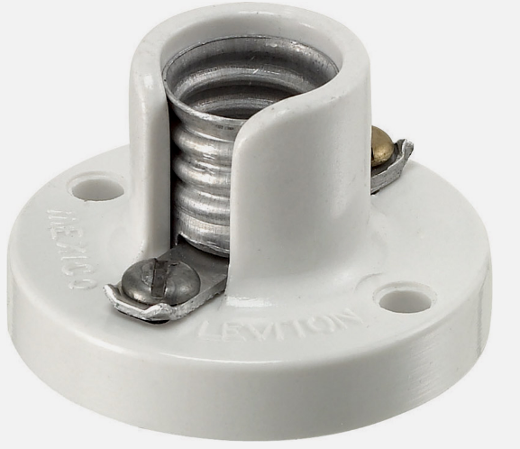 Leviton BASE SOCKET White Plastic Pony Cleat Candelabra 75W 125V 10028 ...