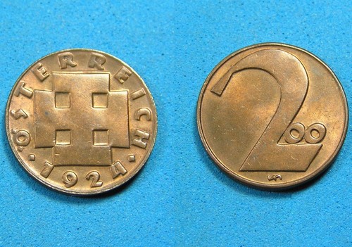 Austria 200 Kronen Coin 1924 High Grade Red & Brown, Free S/H after 1st ...