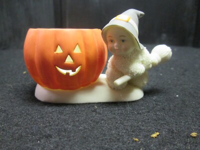 Department 56 Snow Babies Sweet Witch and Pumpkin Tea Light Holder - No ...