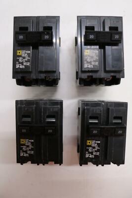 4x Lot Square D 20A Double Pole 120/240V HOM DP-4075 20 Amp Circuit ...