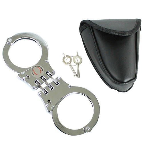 Hinged Style Handcuffs Double Lock Hand Cuffs With Leather Pouch +2 ...