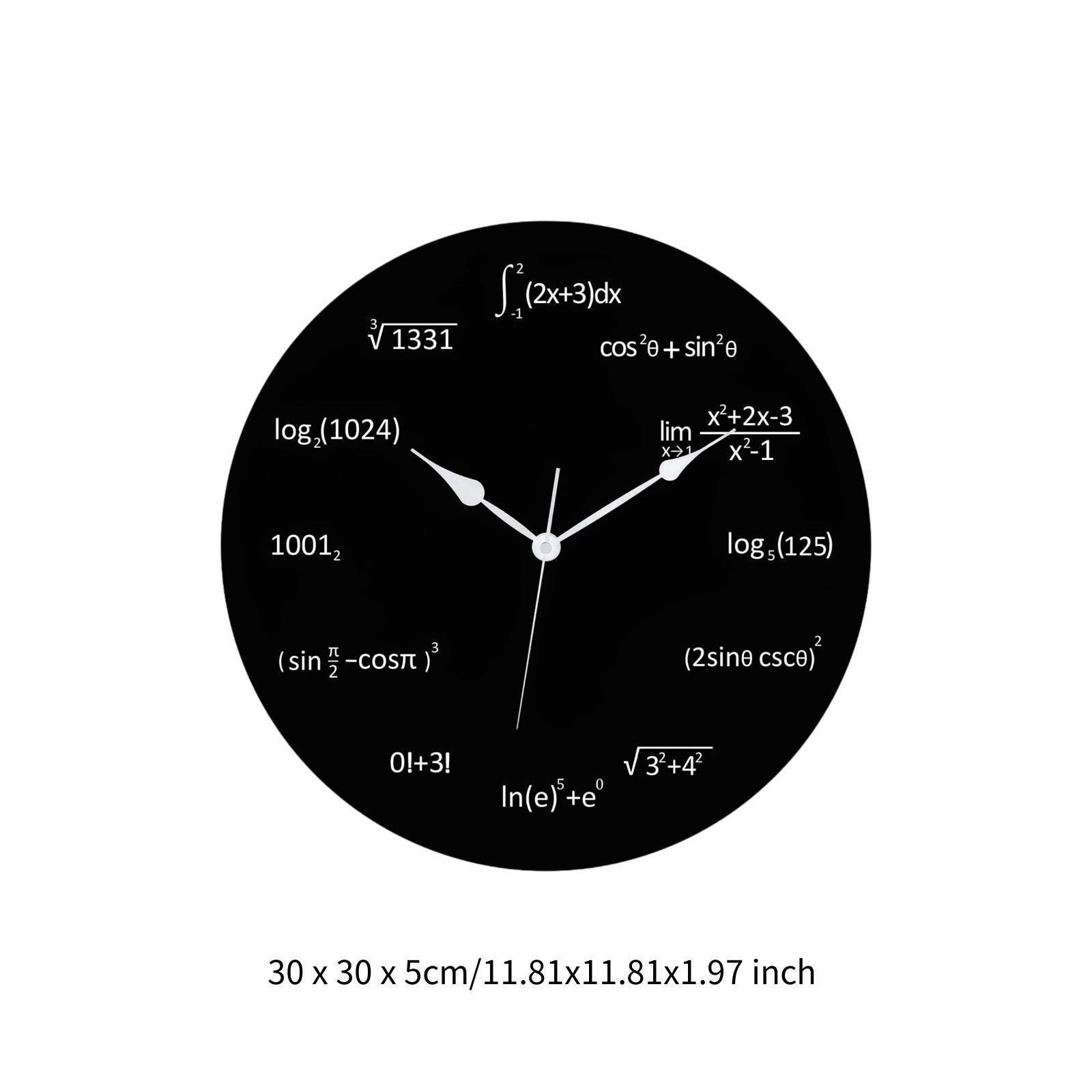 Math Equations Wall Clock Round Clock for Kitchen Bathroom Classroom | eBay
