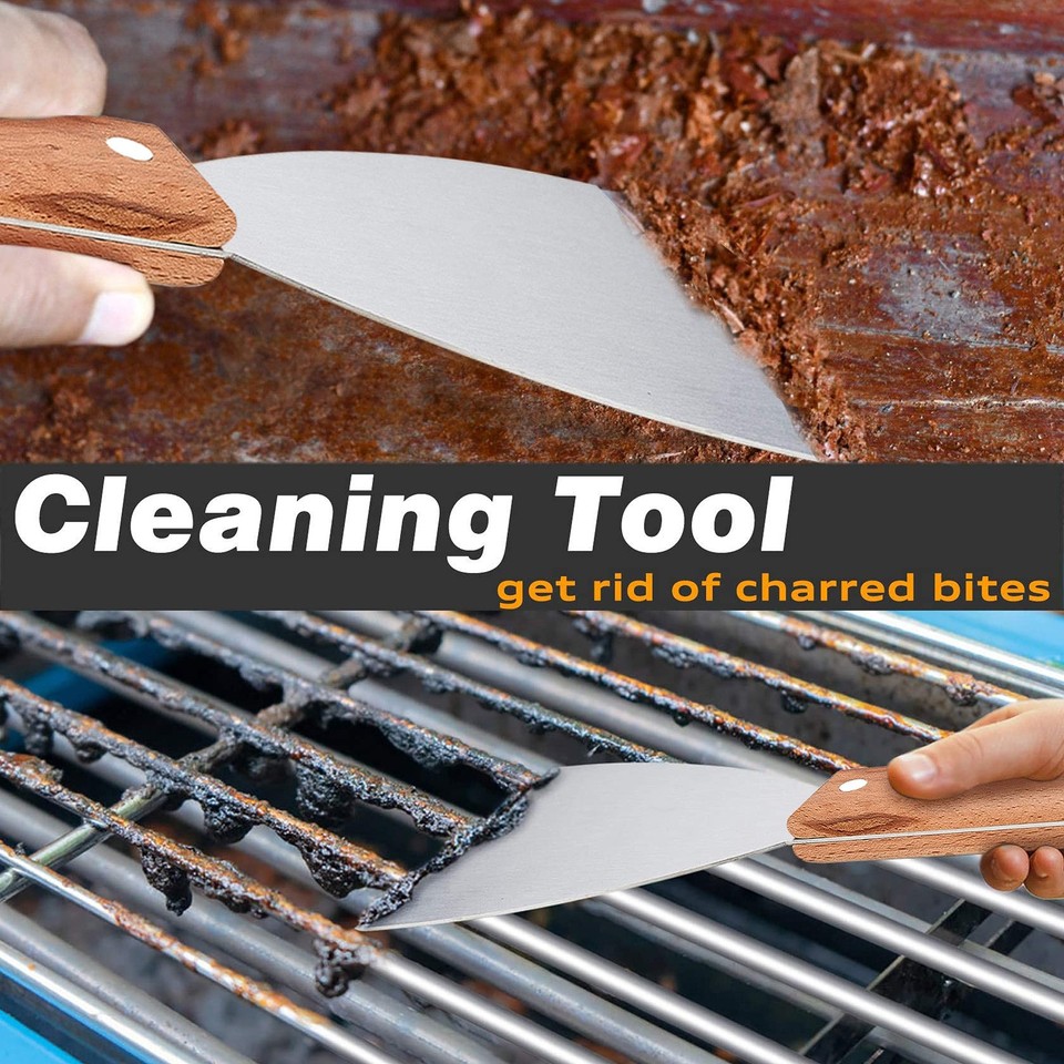 Grill Griddle Scraper Set of 2, Stainless Steel Metal Flat Top Grill ...