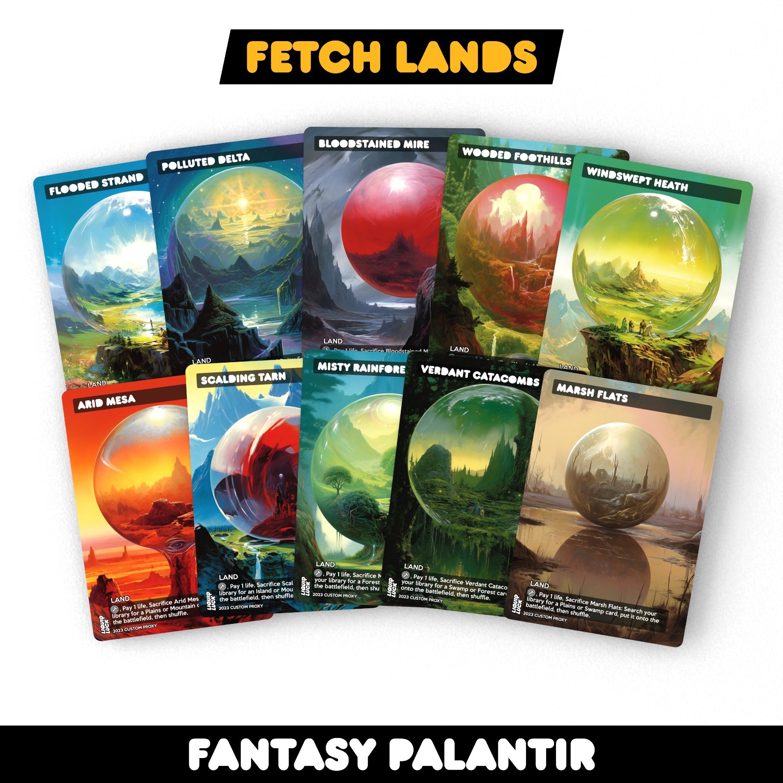 Fantasy Palantir Fetch Lands Bundle - Set of 10 Playtest for Magic ...